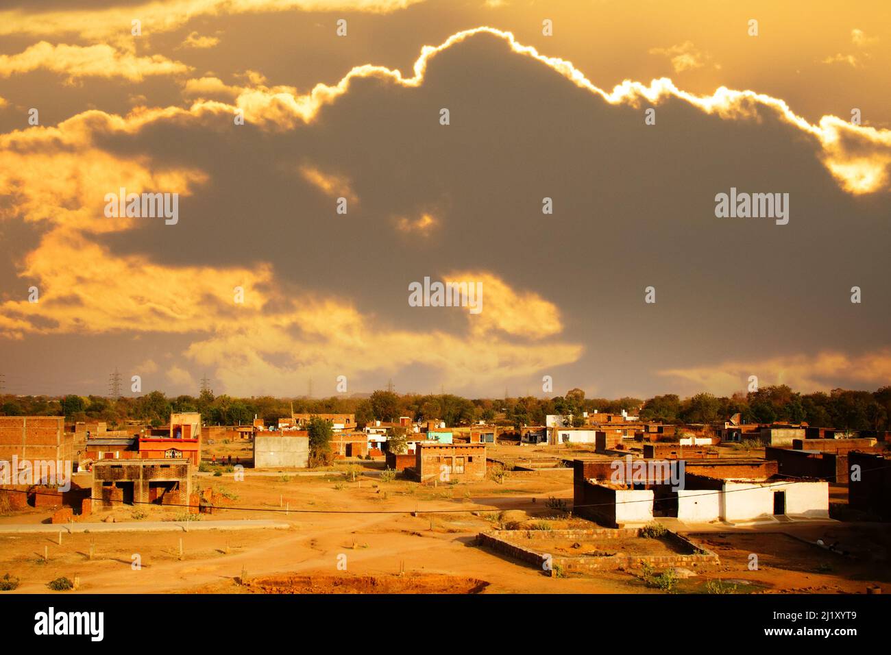 A rather poor village in a semi-desert area. Madhya Pradesh, central ...