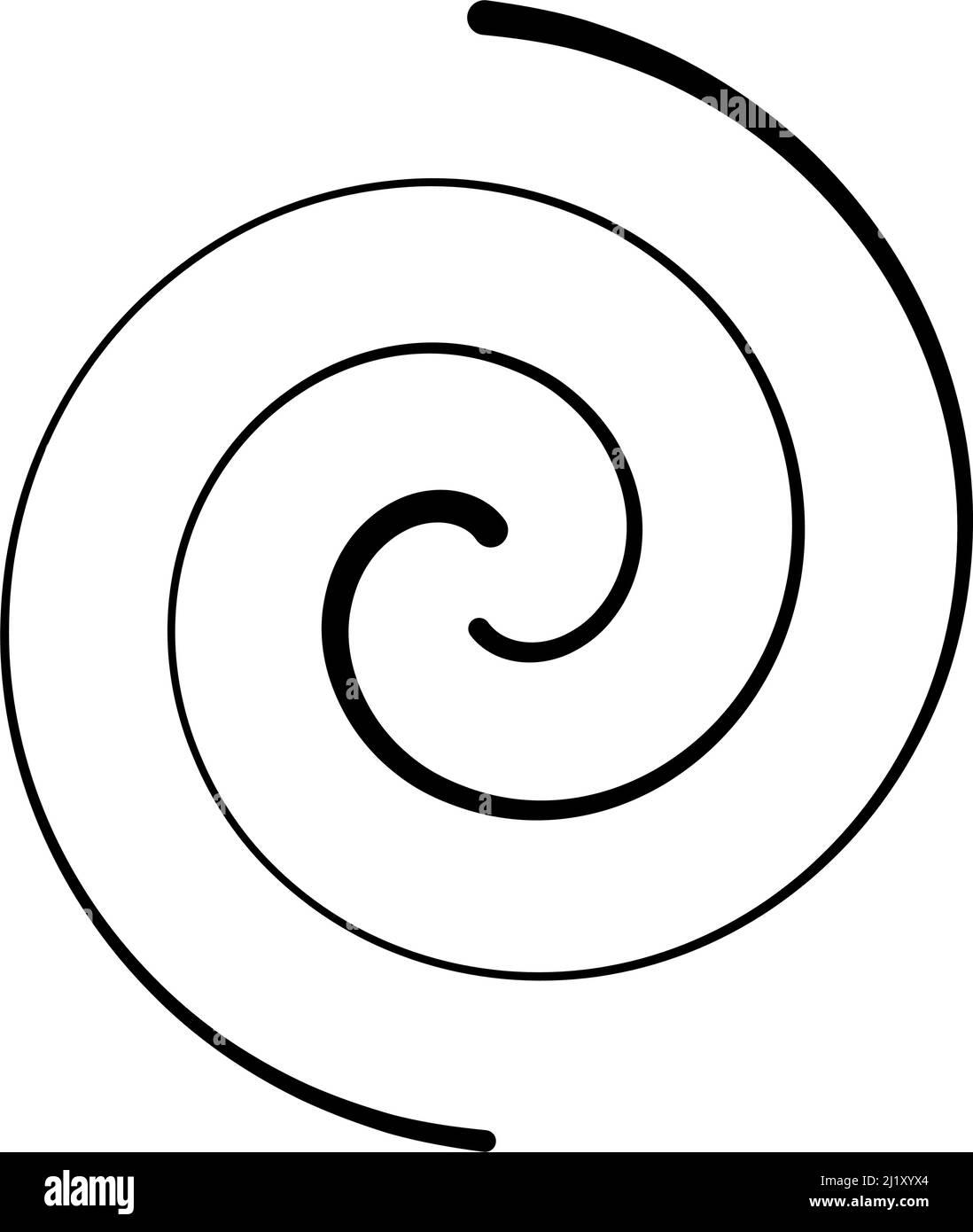 Spiral, swirl, twirl and whirl element. Helix, volute ripple, vortex ...