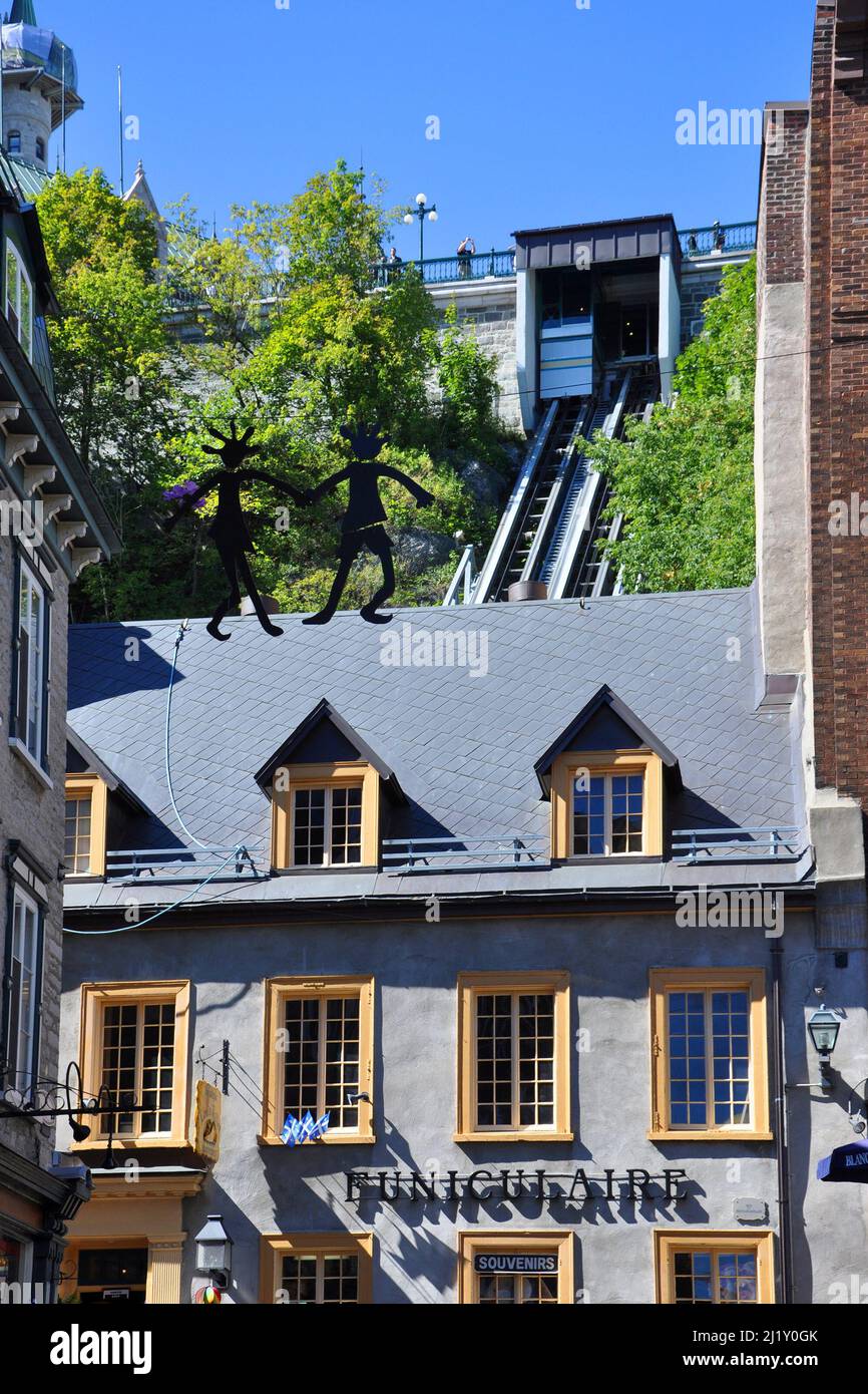 The Old Quebec Funicular links Upper Town to Lower Town is a funicular ...