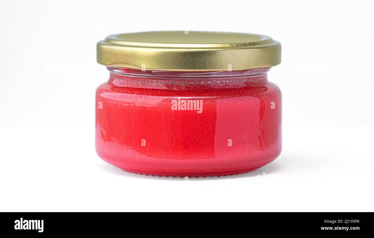 little jar jam isolated on white background Stock Photo - Alamy