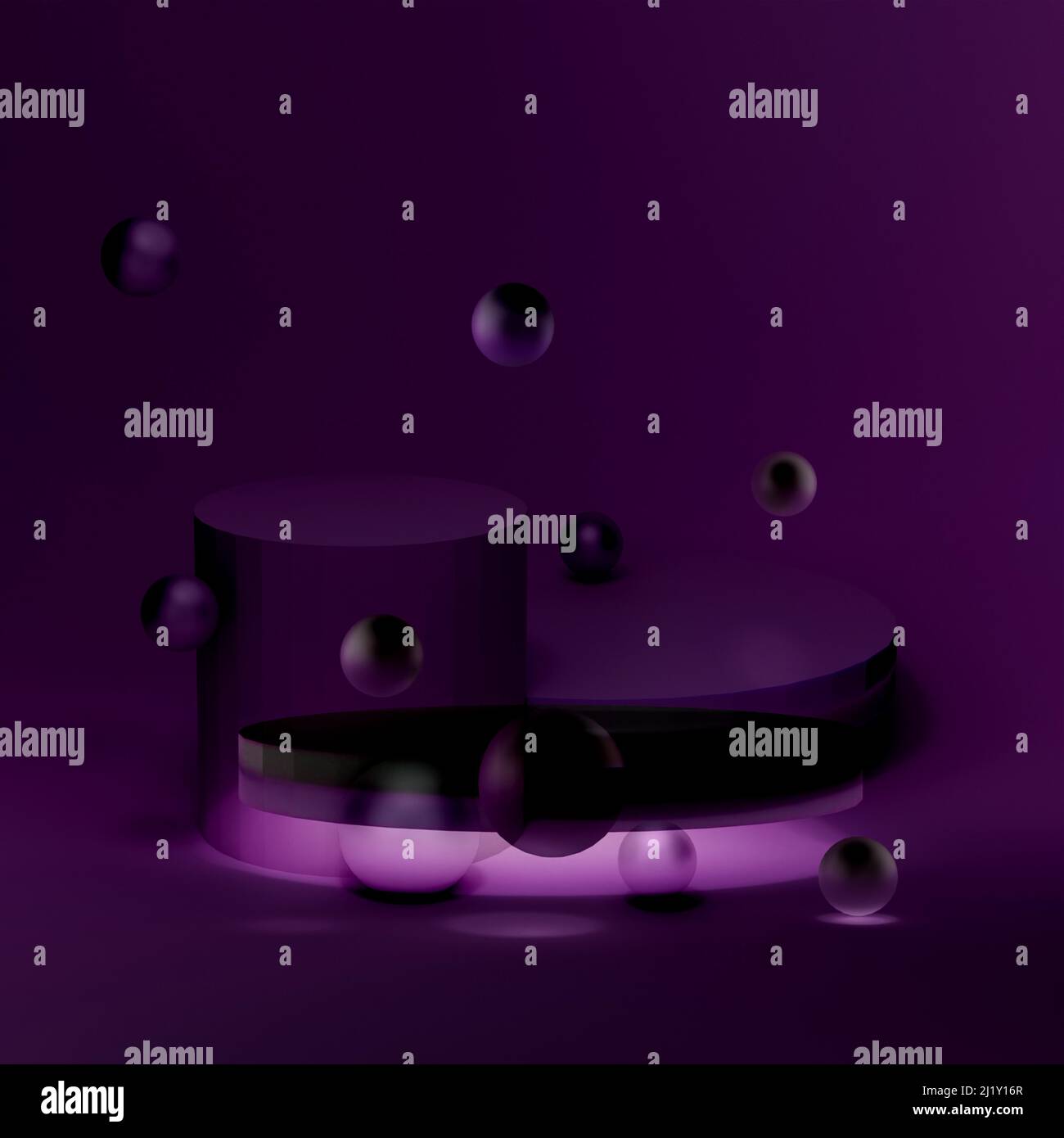 3d render illustration abstract geometric shape background black violet ...