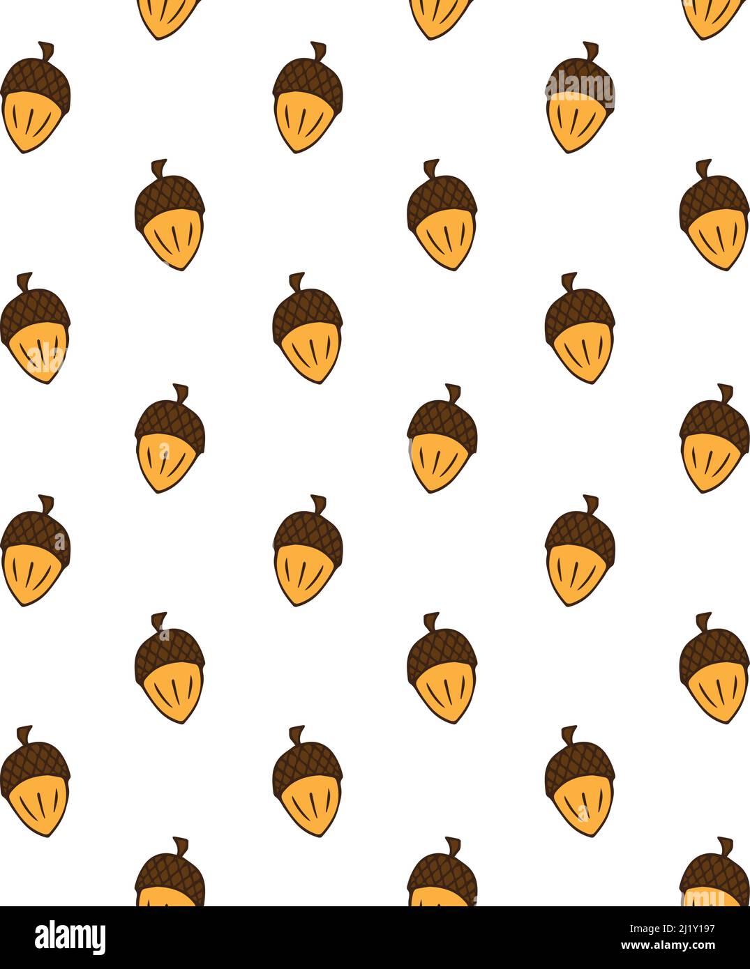 Vector seamless pattern of hand drawn acorns isolated on white ...