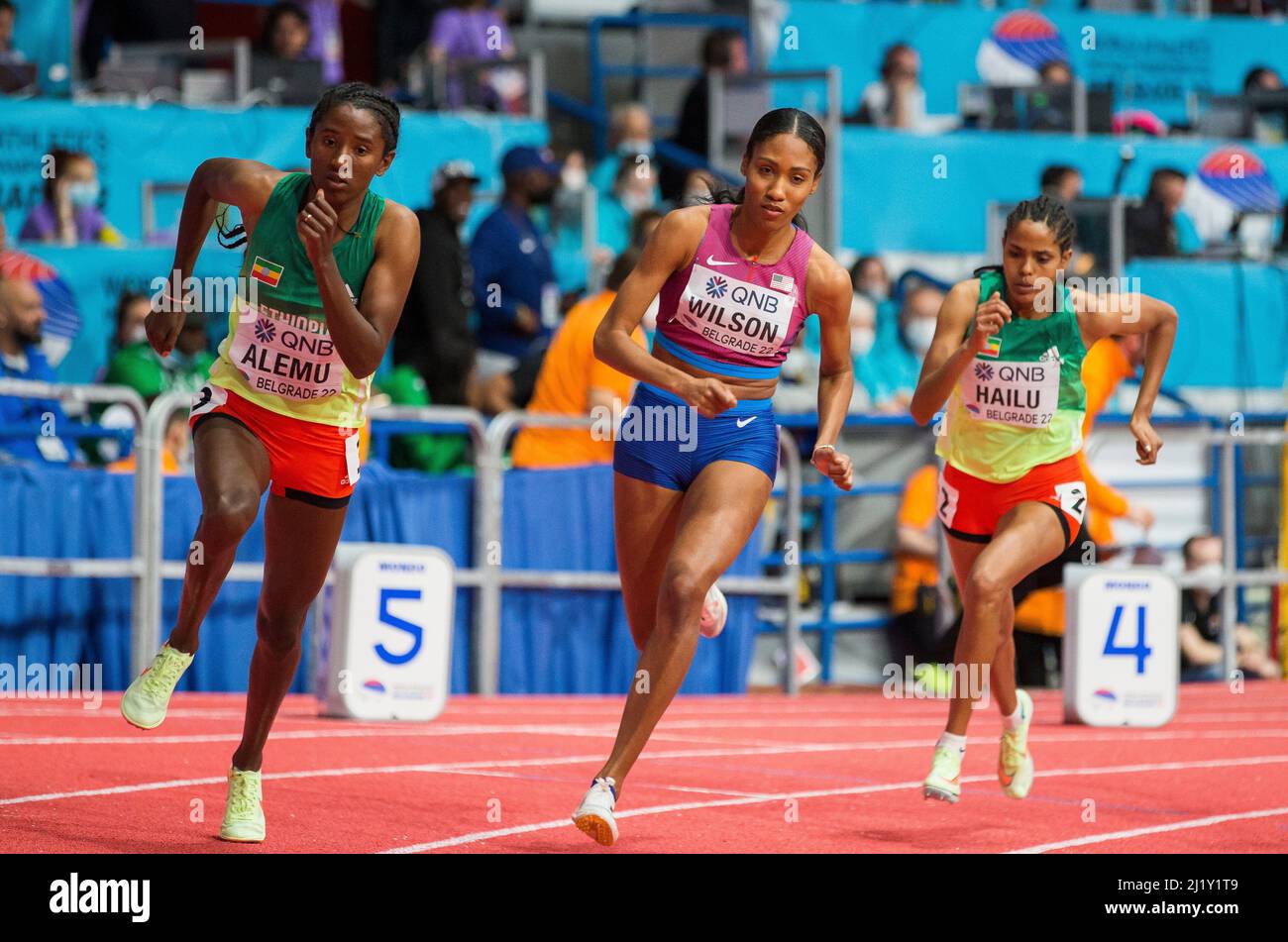 Belgrade, Serbia, 20th March 2022. Ajee Wilson of USA competes during ...