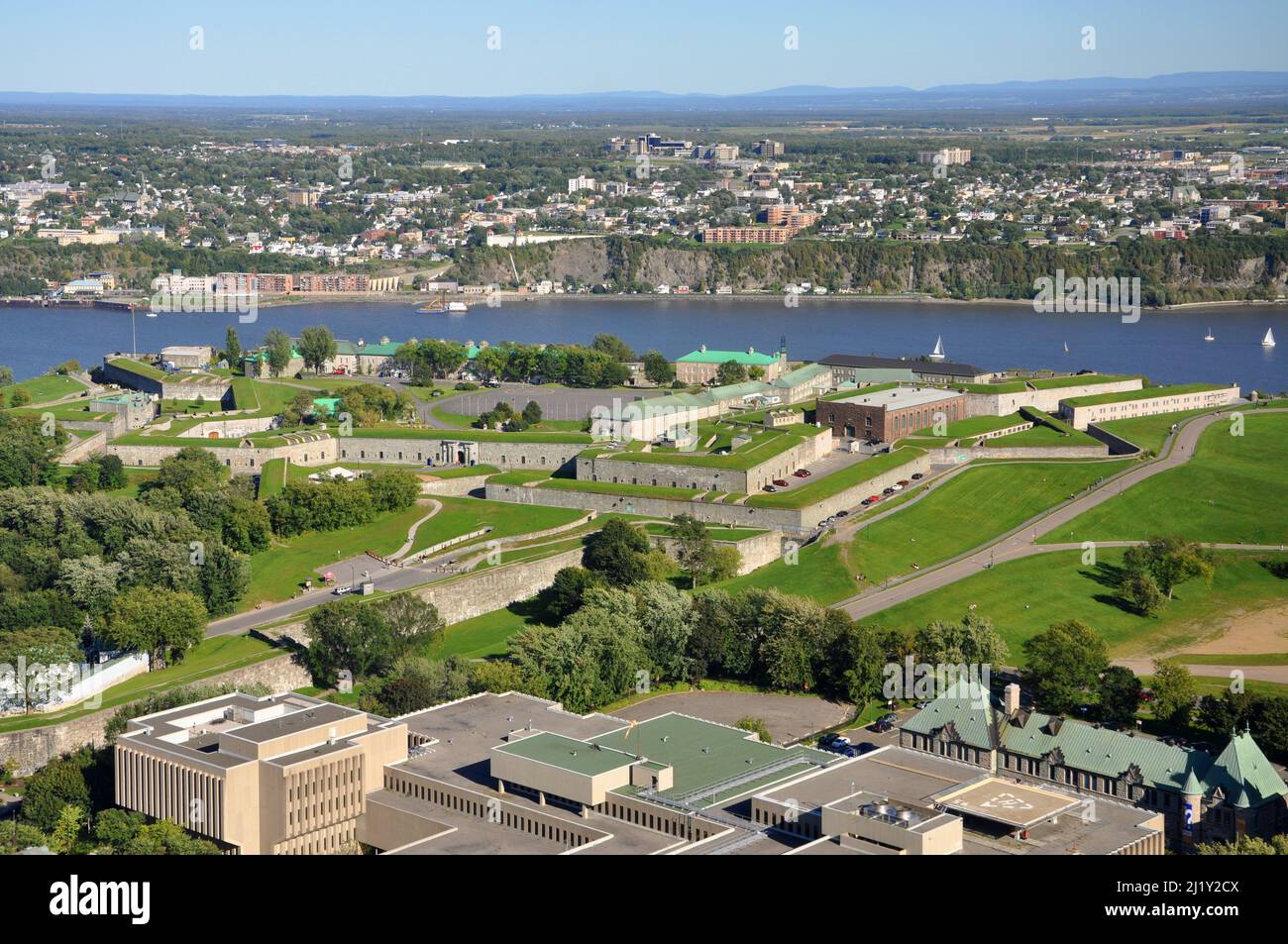 La Citadelle aerial view in Old Quebec City in summer, view from ...