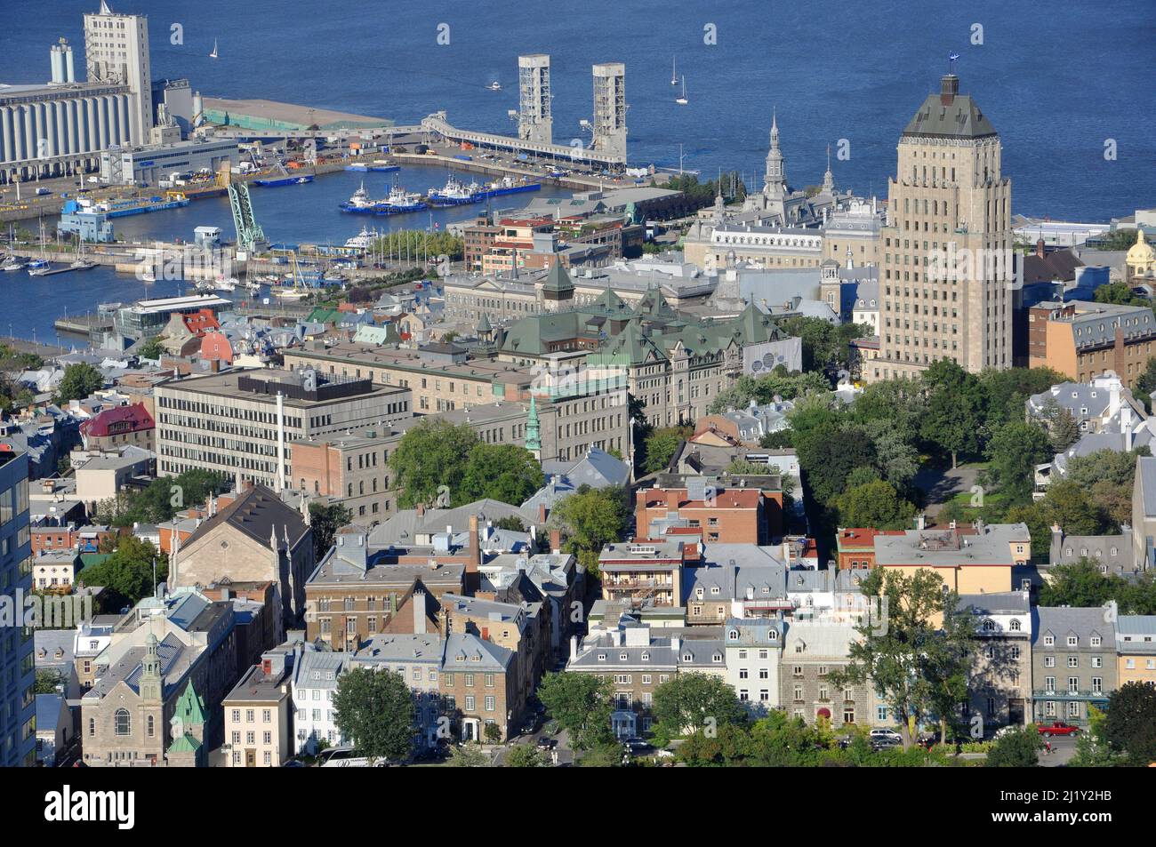 Port of Quebec and Edifice Price Building with Art Deco style aerial ...