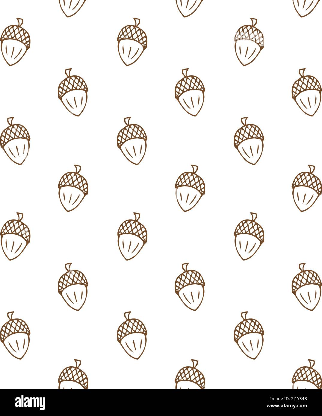 Vector seamless pattern of brown hand drawn acorns isolated on white ...