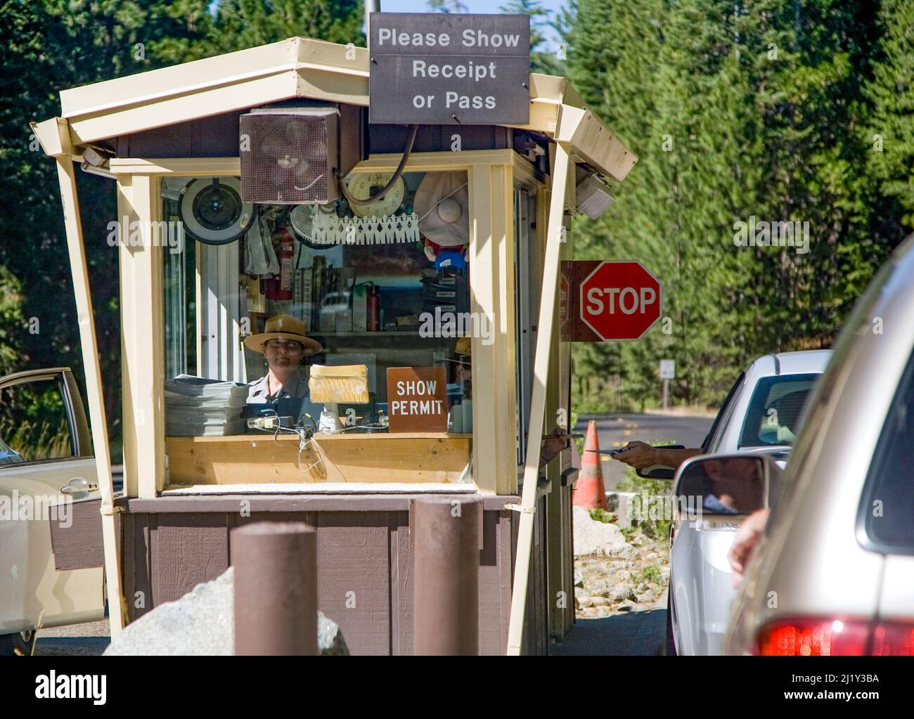 Yosemite, USA - July 22, 2008: entrance of Yosemite park with toll ...