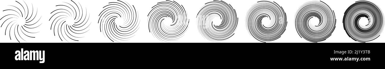 Spiral, swirl, twirl and whirl element. Helix, volute ripple, vortex ...