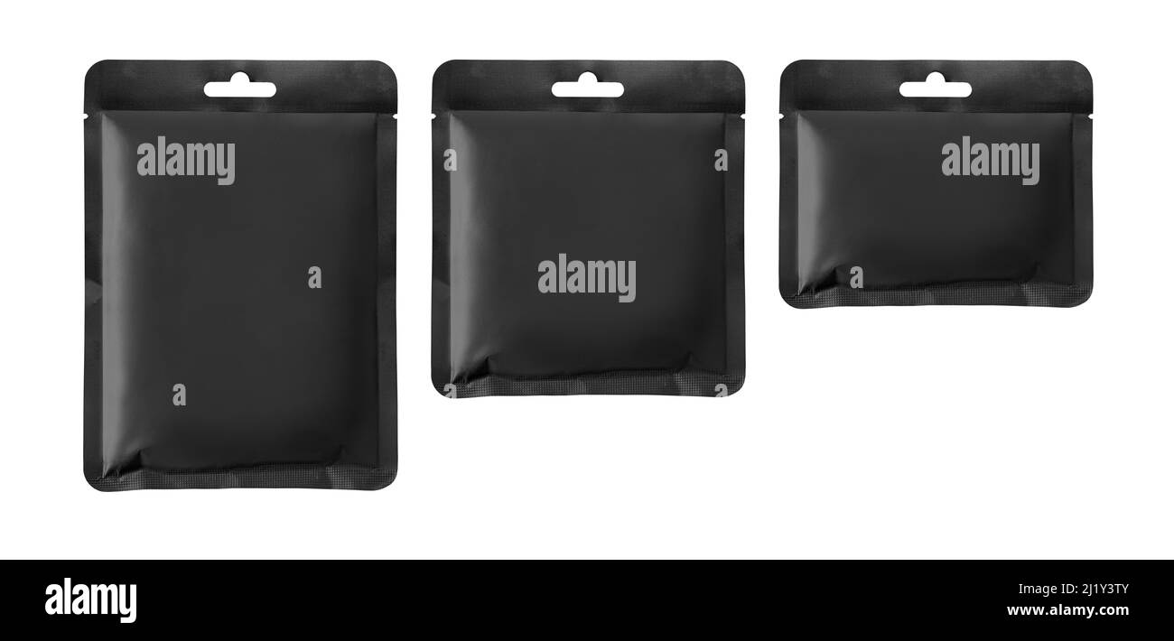 Set of black paper package bags isolated on white background Stock ...