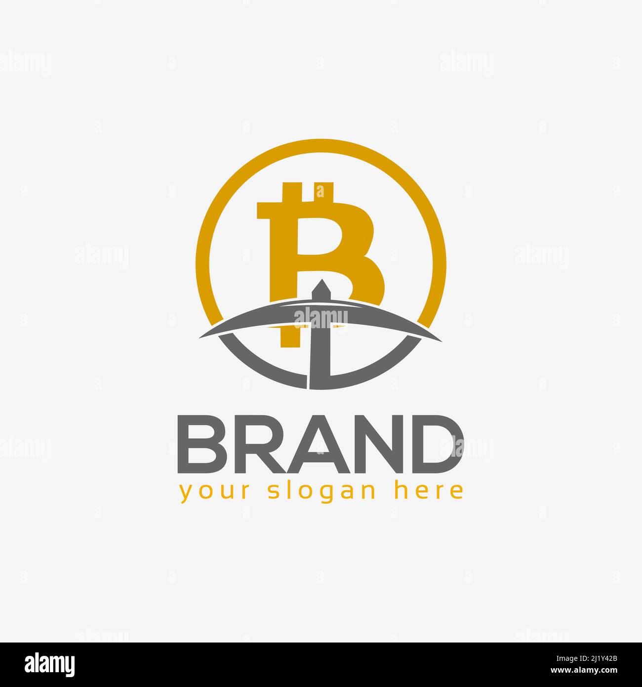 Mining bitcoin logo vector. Flat design. Vector Illustration on white ...