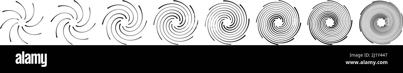 Spiral, swirl, twirl and whirl element. Helix, volute ripple, vortex ...