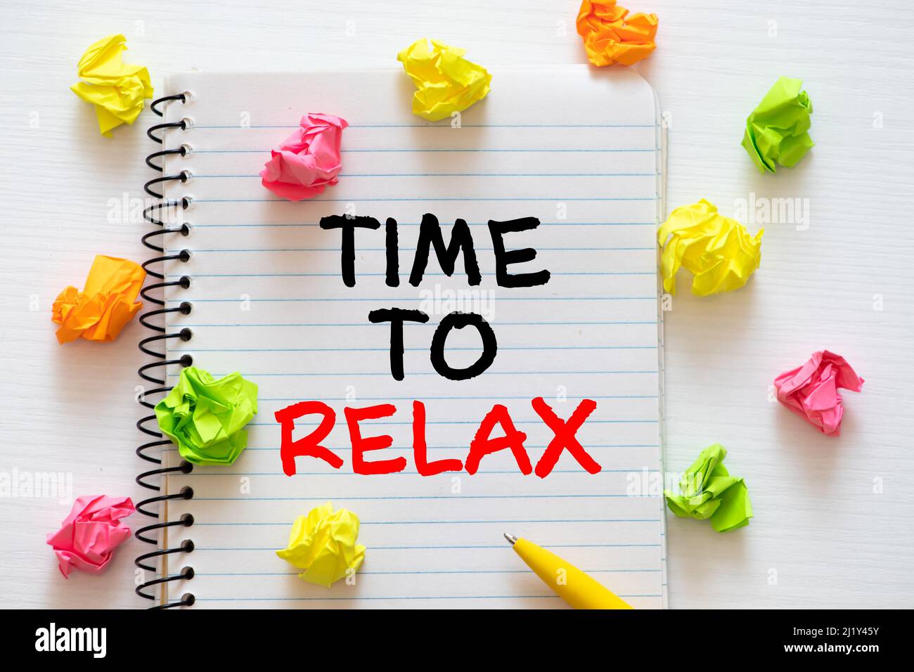 time to relax word. time to relax text on table, concept Stock Photo ...