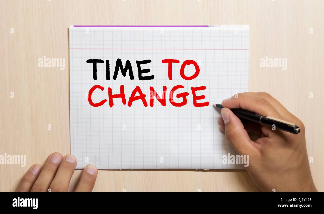 time to change sticker on alarm clock Stock Photo - Alamy