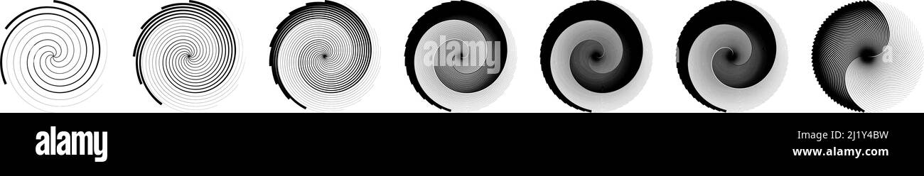 Spiral, swirl, twirl and whirl element. Helix, volute ripple, vortex ...