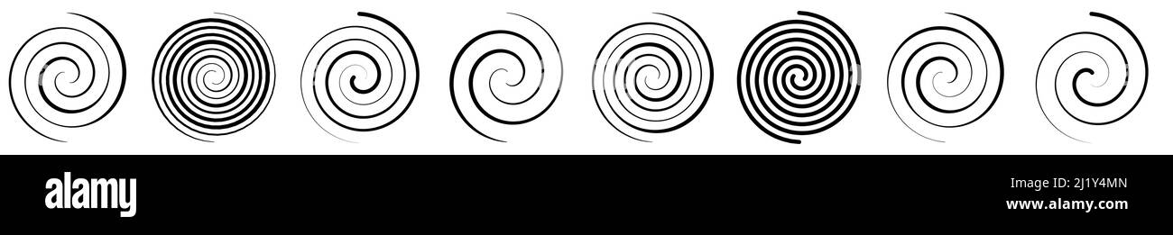 Spiral, swirl, twirl and whirl element. Helix, volute ripple, vortex ...