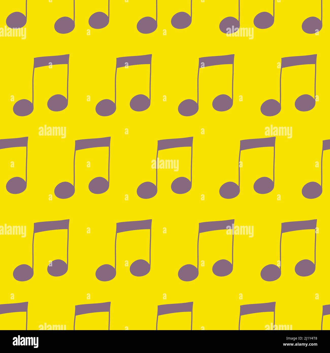 Music notes seamless pattern on yellow background, illustration for ...