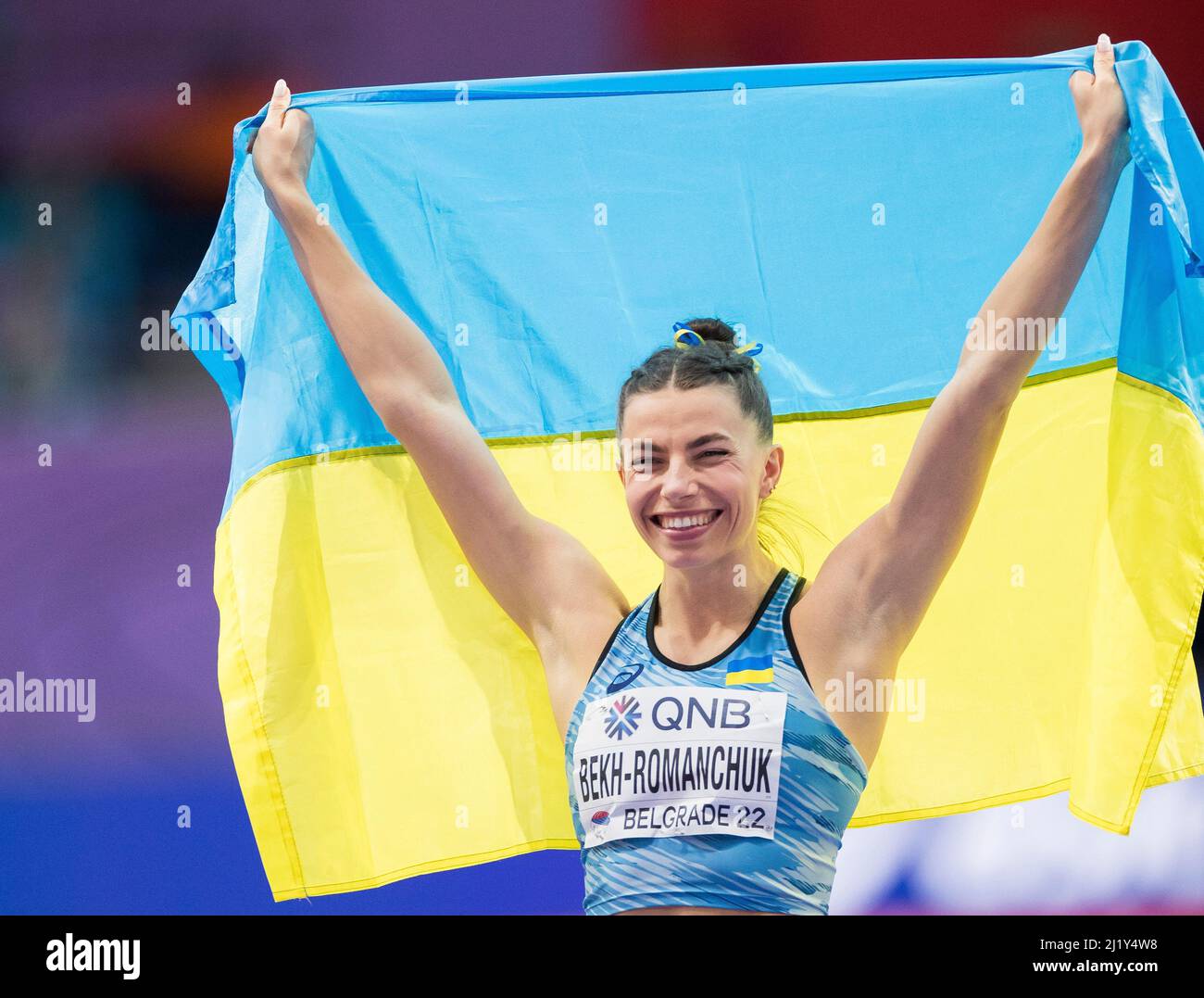 Belgrade, Serbia, 20th March 2022. Maryna Bekh-Romanchuk of Ukraine ...