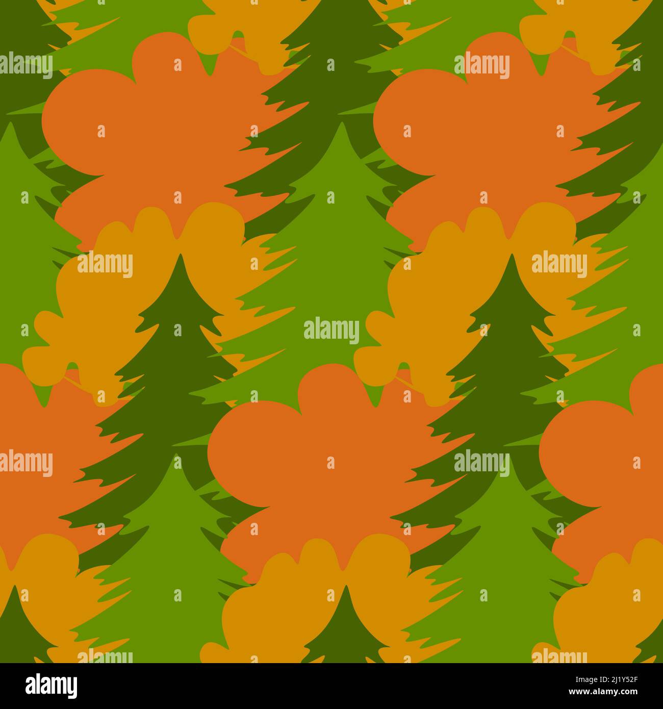 Autumn forest seamless pattern, dense forest of autumn trees ...