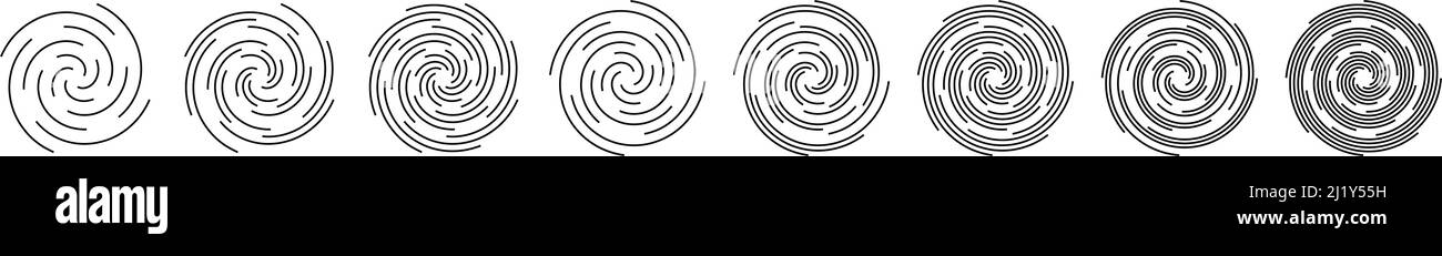 Spiral, swirl, twirl and whirl element. Helix, volute ripple, vortex ...