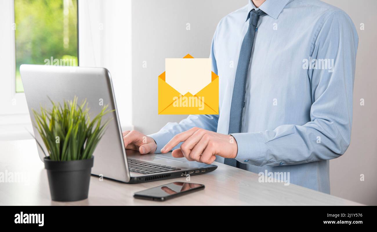 Email marketing and newsletter concept.Contact us by newsletter email ...