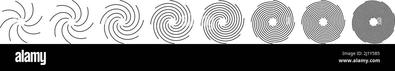 Spiral, swirl, twirl and whirl element. Helix, volute ripple, vortex ...