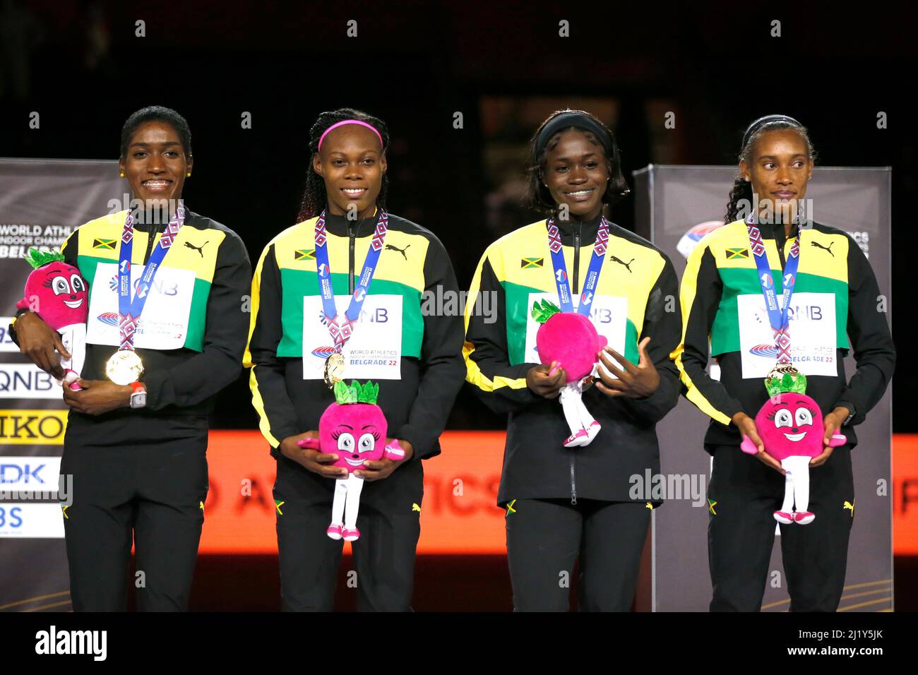 Belgrade, Serbia, 20th March 2022. Jenieve Russell of Jamaica, Roneisha ...