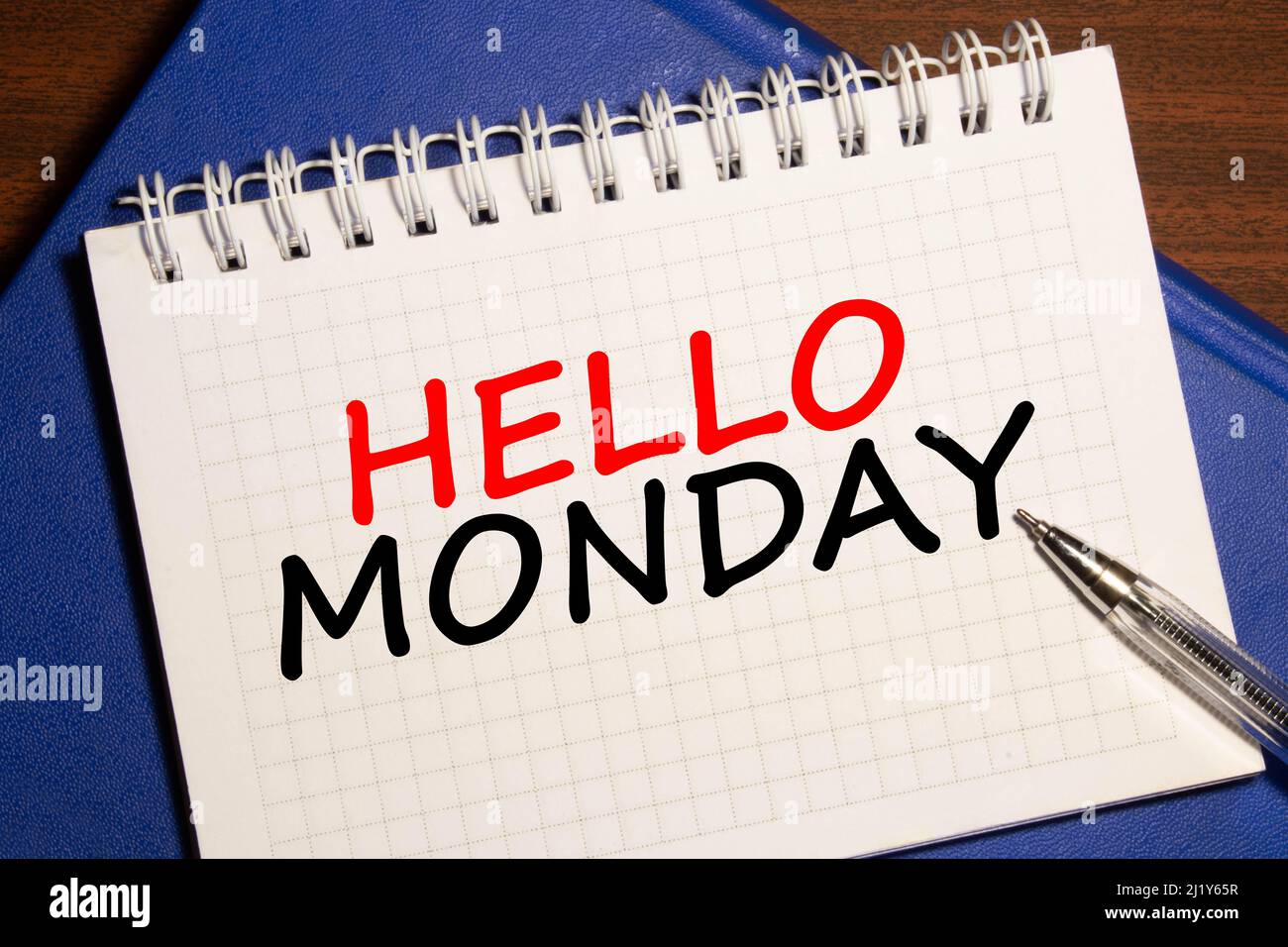 Hello Monday card with cup of coffee. Business concept Stock Photo - Alamy