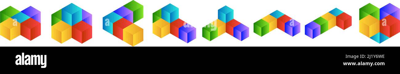 3d Cube icon, symbol illustration. Building, cargo icon. Squares cubic ...