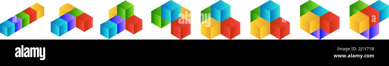 3d Cube icon, symbol illustration. Building, cargo icon. Squares cubic ...