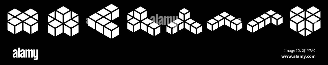 3d Cube icon, symbol illustration. Building, cargo icon. Squares cubic ...