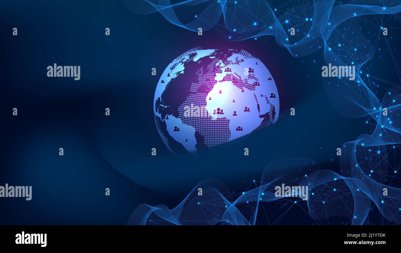 Global Network Connections With Points And Lines Wireframe Background Abstract Connection