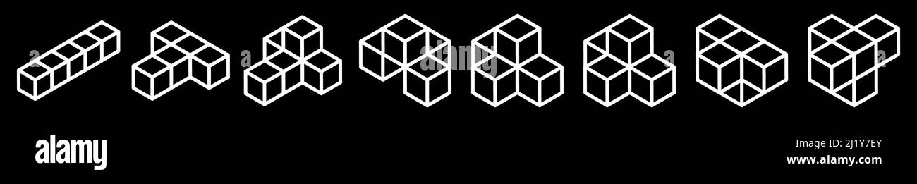 3d Cube icon, symbol illustration. Building, cargo icon. Squares cubic ...