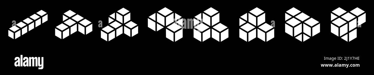 3d Cube icon, symbol illustration. Building, cargo icon. Squares cubic ...
