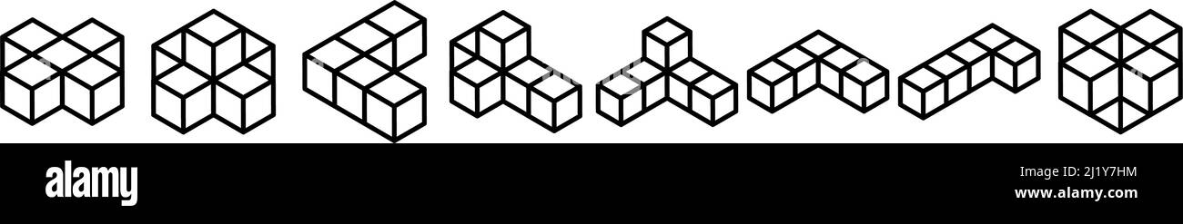 3d Cube icon, symbol illustration. Building, cargo icon. Squares cubic ...