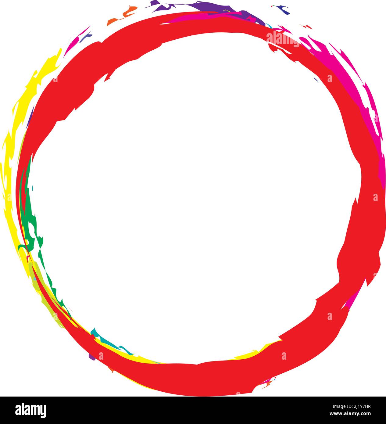 Paintbrush, brushstroke grungy, grunge texture circle. Smeared, smudged ...