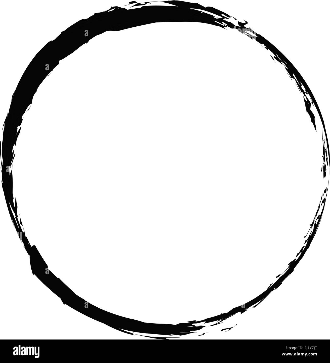 Paintbrush, brushstroke grungy, grunge texture circle. Smeared, smudged ...