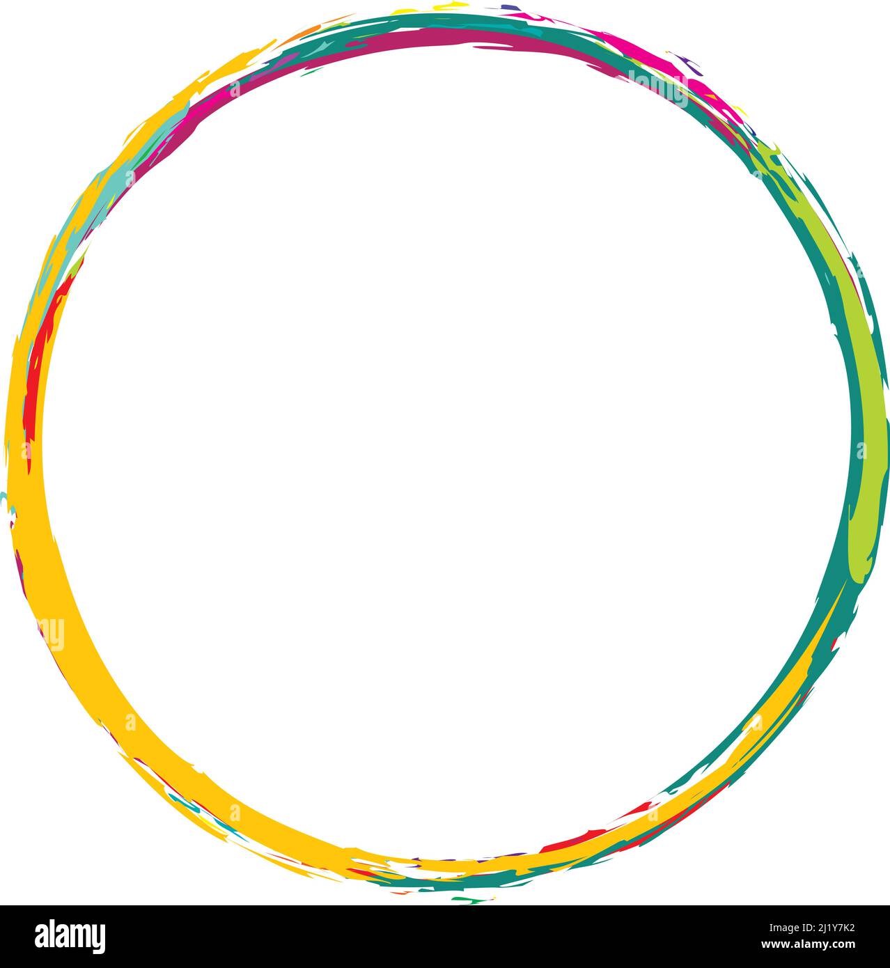 Paintbrush, brushstroke grungy, grunge texture circle. Smeared, smudged ...