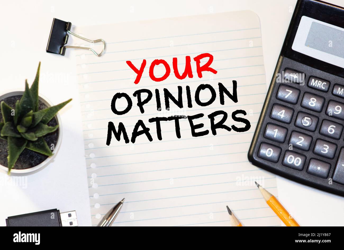 Text your feedback matters on white paper background business concept ...