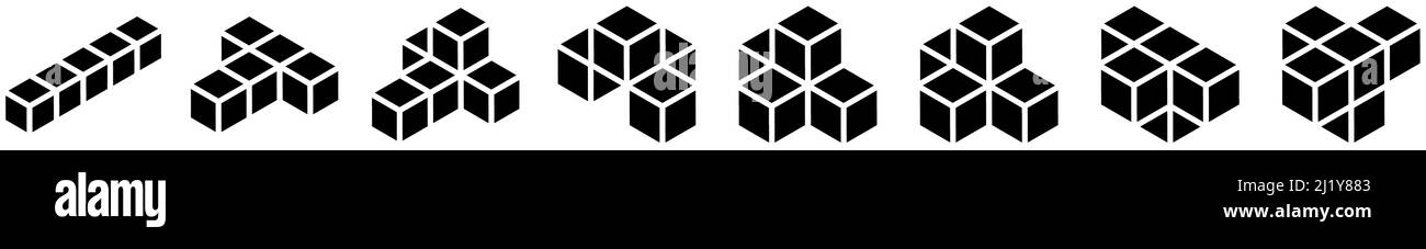 3d Cube icon, symbol illustration. Building, cargo icon. Squares cubic ...