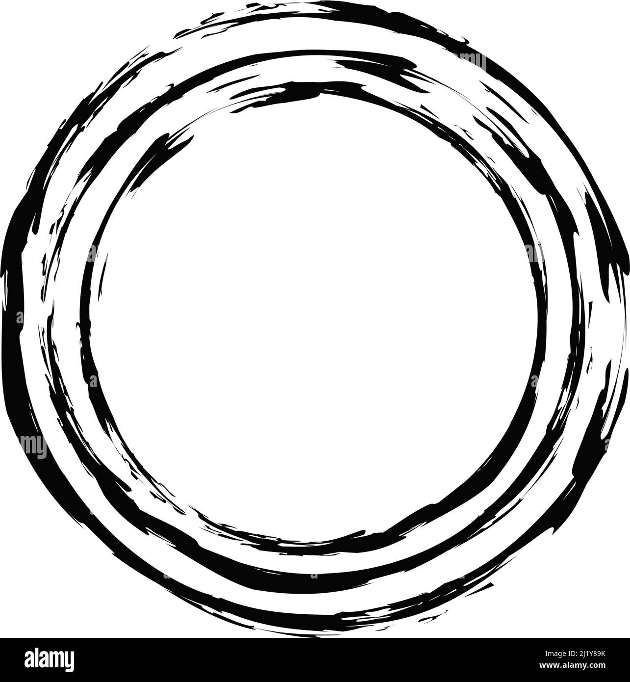 Paintbrush, brushstroke grungy, grunge texture circle. Smeared, smudged ...