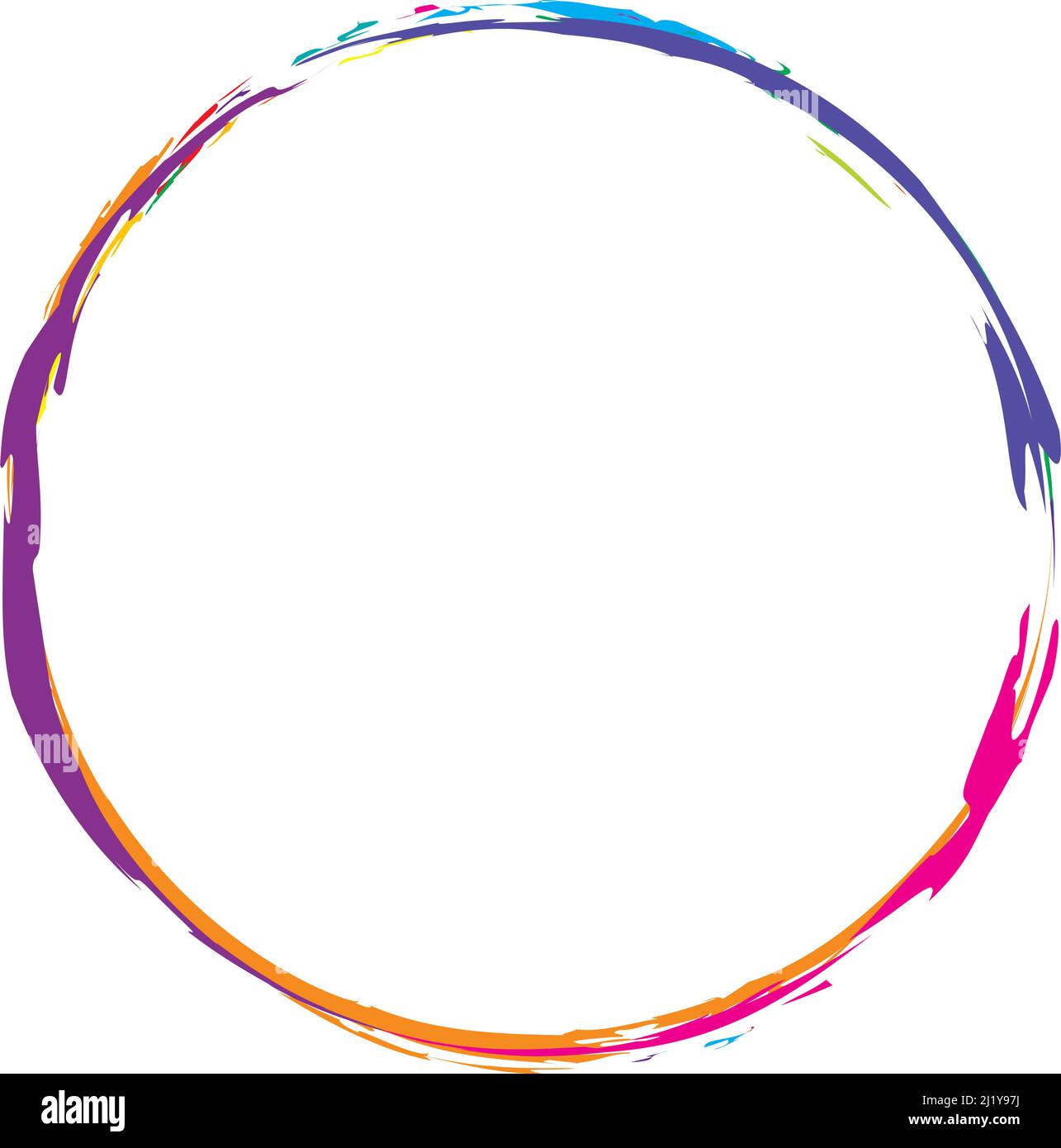 Paintbrush, brushstroke grungy, grunge texture circle. Smeared, smudged ...