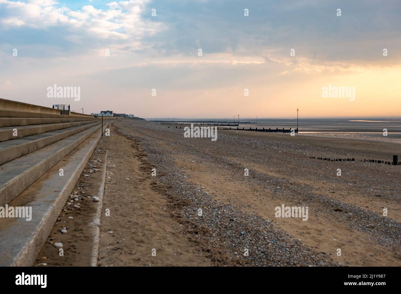 Sunset at Hunstanton beach on the North Norfolk Coast Stock Photo - Alamy
