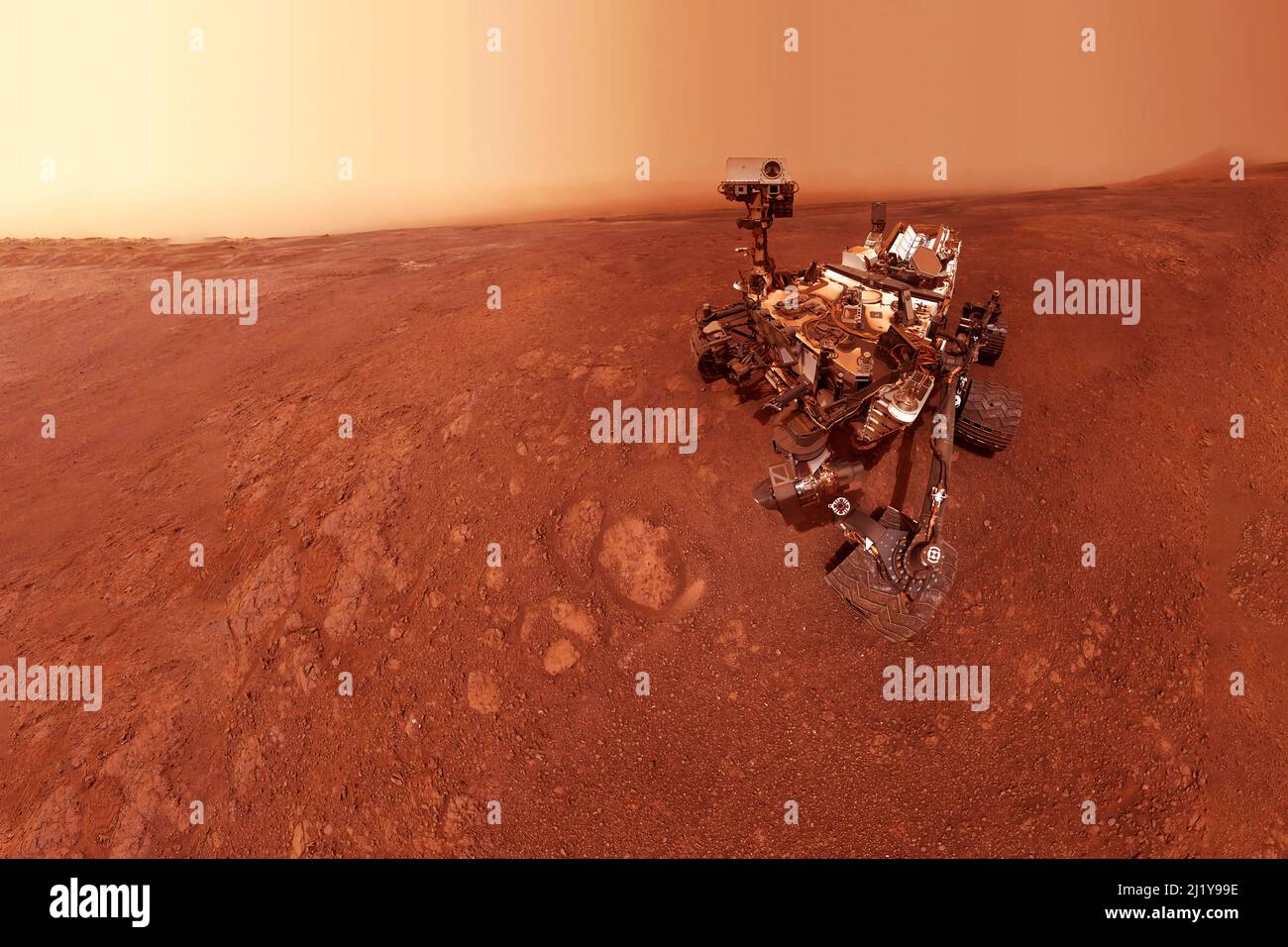 Mars rover on the surface of the planet. Elements of this image ...