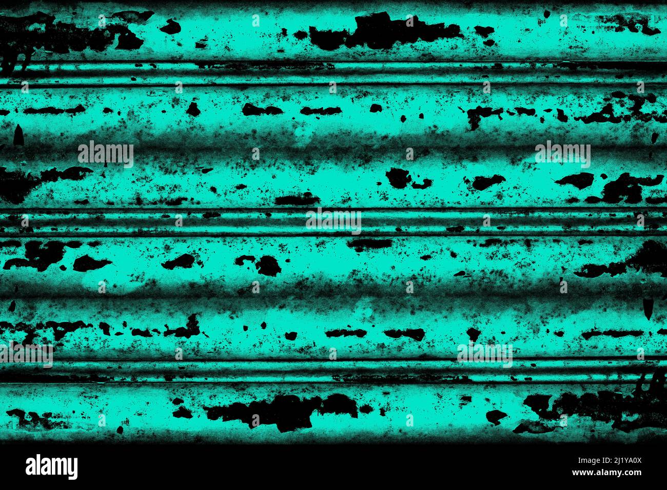 Cyan color wavy metal sheet with scratches and spots for background ...