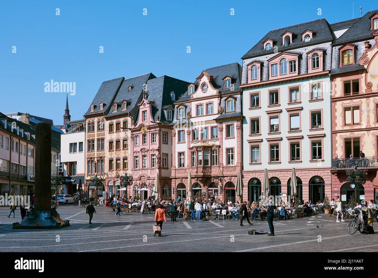 MAINZ, Germany - March 24, 2022 People In The Famous Market Square In ...
