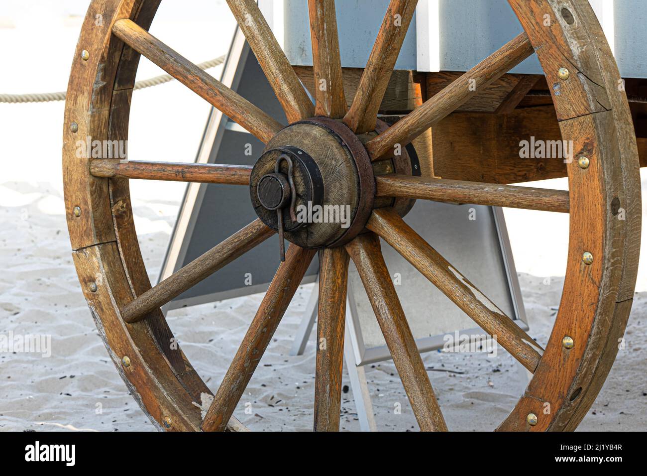 Closeup image of a vintage carriage wheel Stock Photo - Alamy