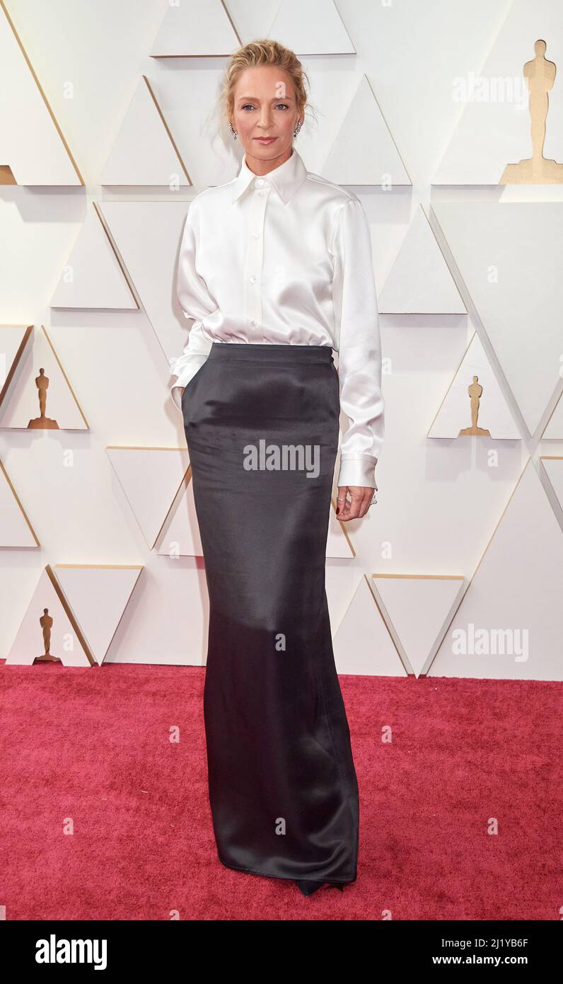 Uma Thurman arriving on the red carpet of the 94th Oscars at the Dolby ...