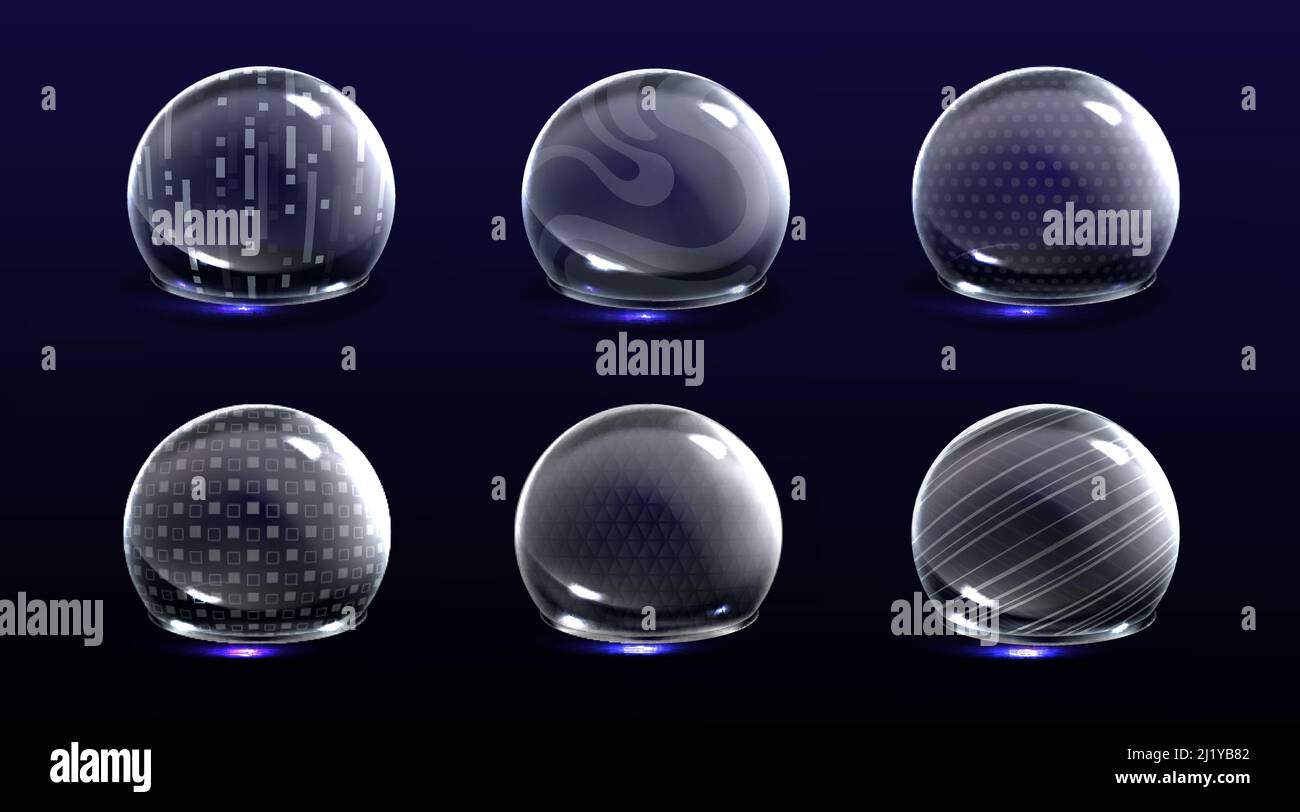 Force shield bubbles, energy glowing spheres or defense dome fields ...
