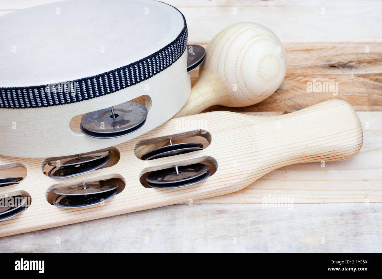 Wooden percussion instruments with high angle view and copy space Stock ...