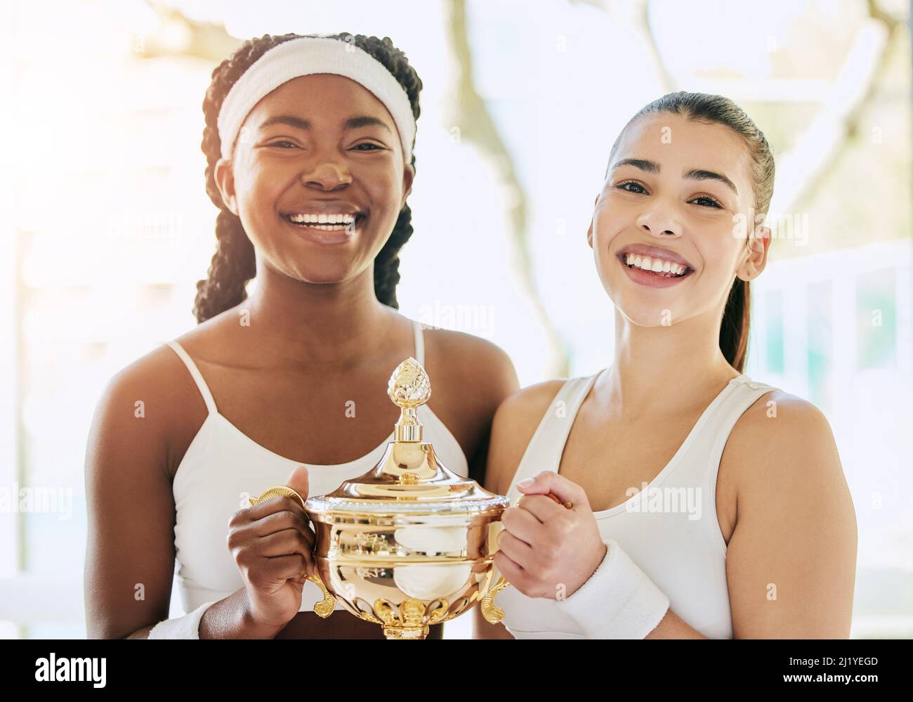 Doubles champions. Cropped portrait of two attractive young female ...